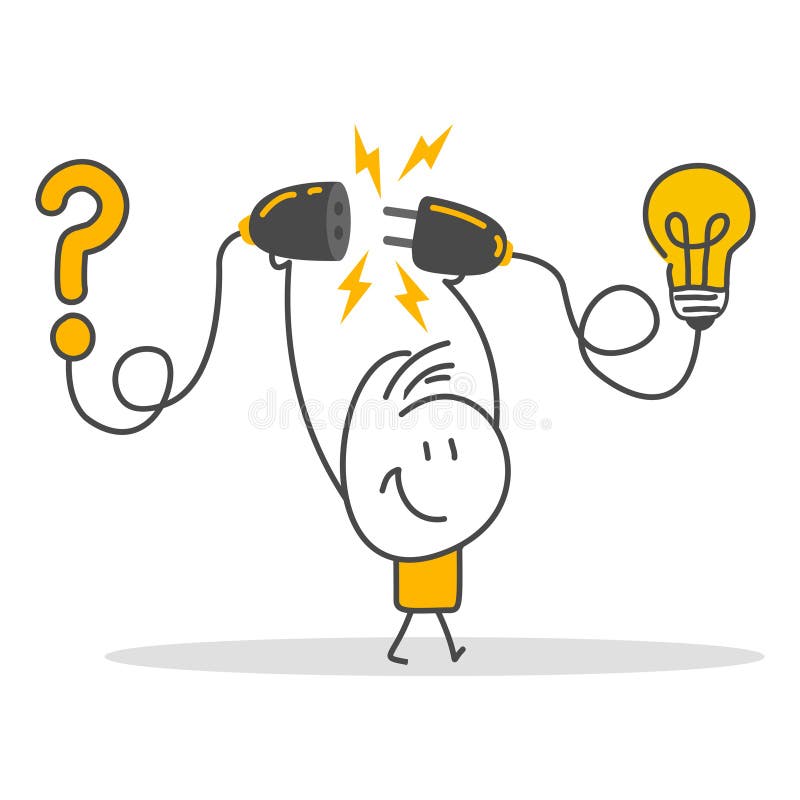 Businessman Combines Question Mark with Light Bulb Solution Stock ...