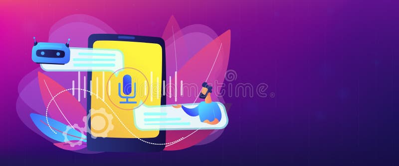 Chatbot Voice Controlled Virtual Assistant Concept Banner Header. Stock ...