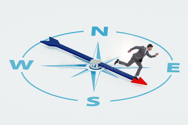 Businessman with Compass Looking for Direction Stock Photo - Image of ...