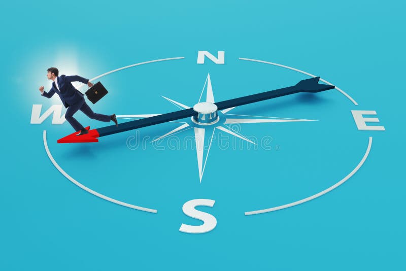 Businessman with Compass Looking for Direction Stock Image - Image of ...