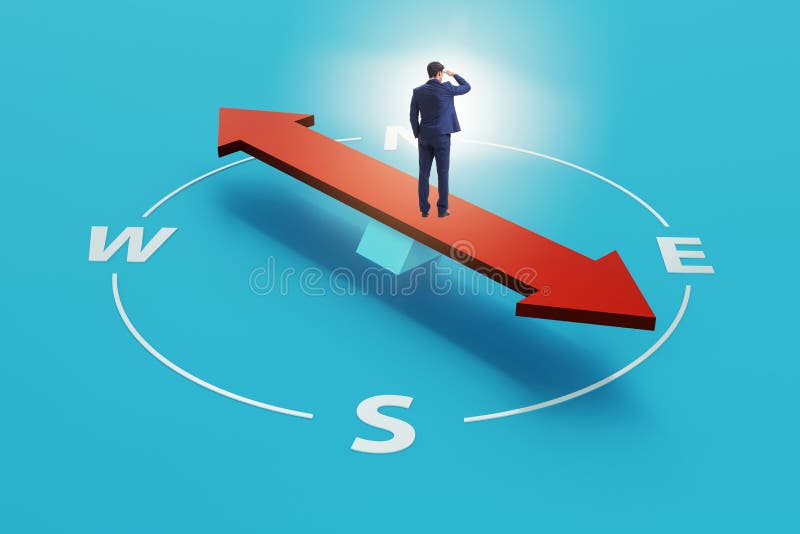 Businessman with Compass Looking for Direction Stock Photo - Image of ...