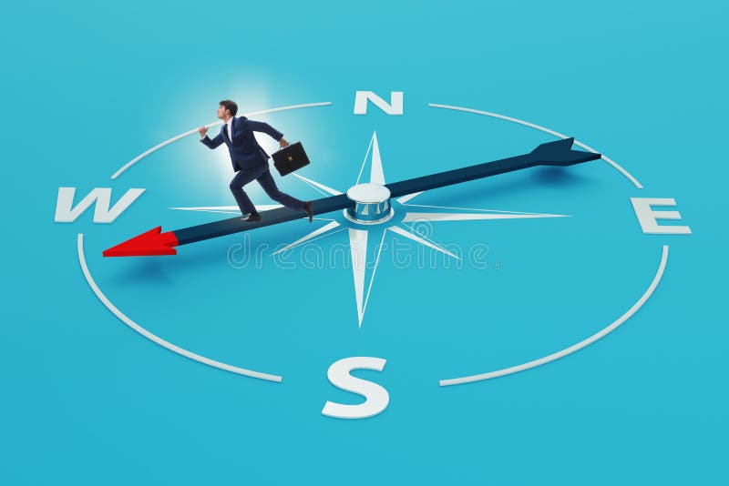 Businessman with Compass Looking for Direction Stock Photo - Image of ...