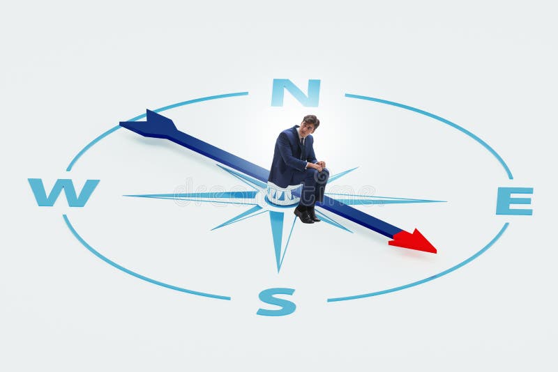 Businessman with Compass Looking for Direction Stock Photo - Image of ...