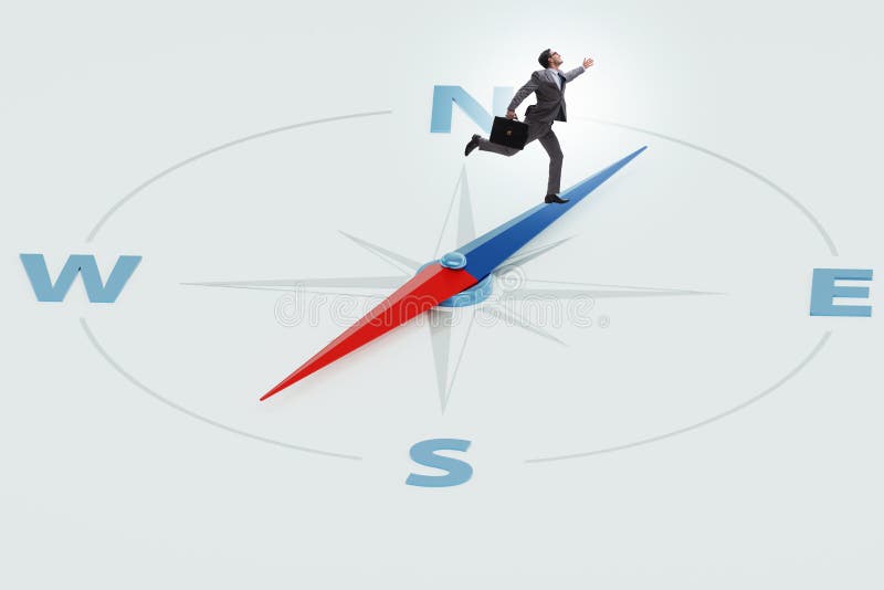 Businessman with Compass Looking for Direction Stock Image - Image of ...