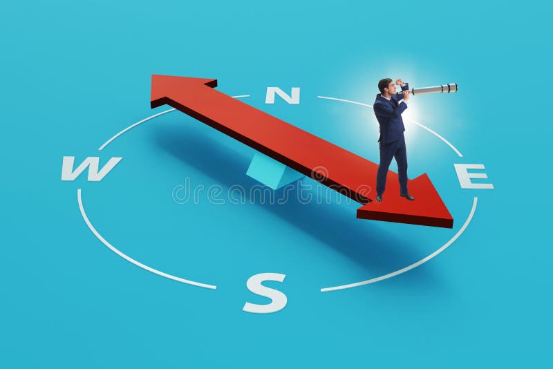 Businessman with Compass Looking for Direction Stock Image - Image of ...