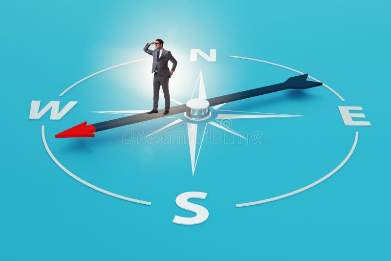 Businessman with Compass Looking for Direction Stock Illustration ...