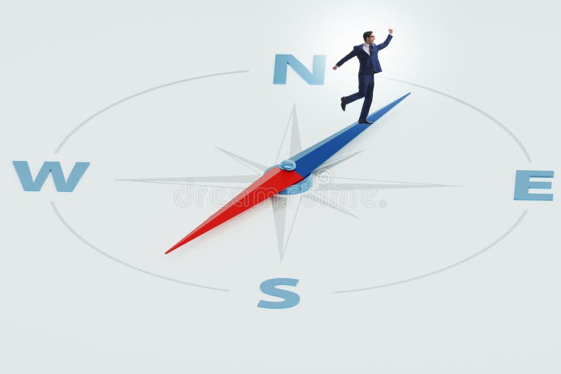 Businessman with Compass Looking for Direction Stock Illustration ...