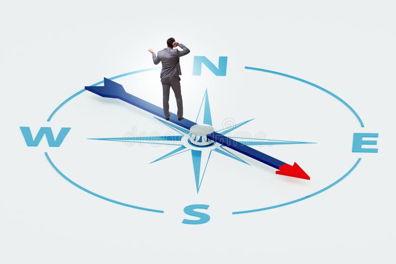 Businessman with Compass Looking for Direction Stock Illustration ...