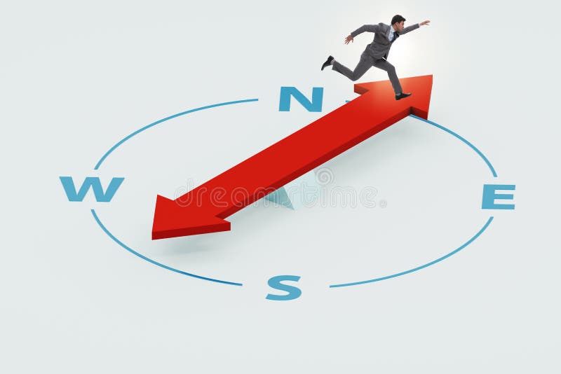 Businessman with Compass Looking for Direction Stock Illustration ...
