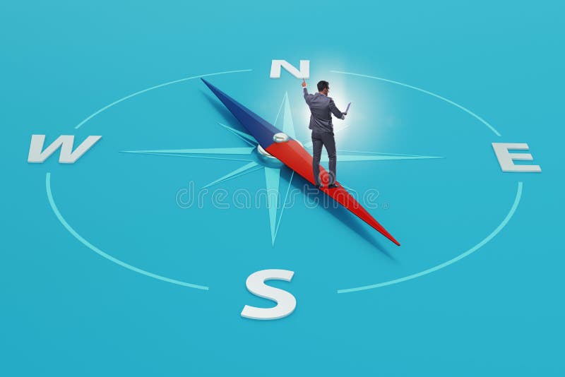 Businessman with Compass Looking for Direction Stock Photo - Image of ...