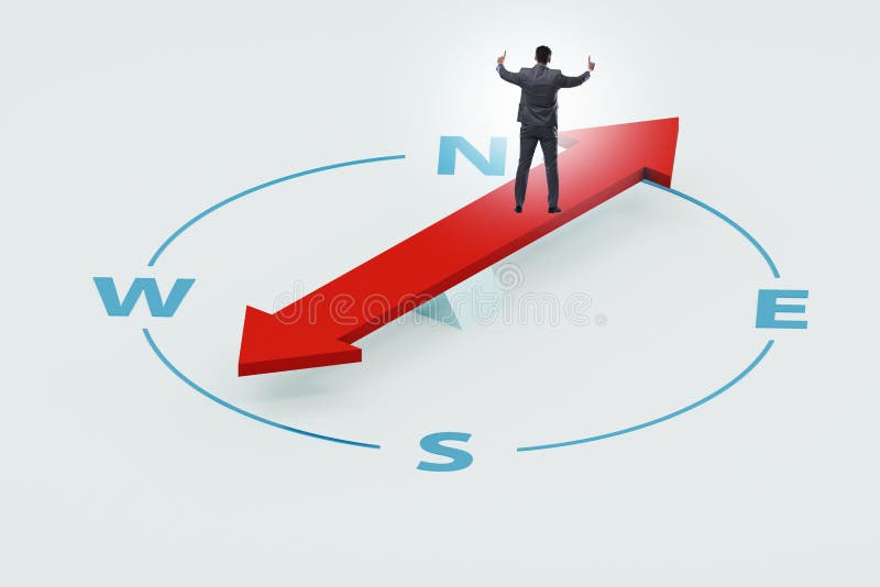 Businessman with Compass Looking for Direction Stock Photo - Image of ...