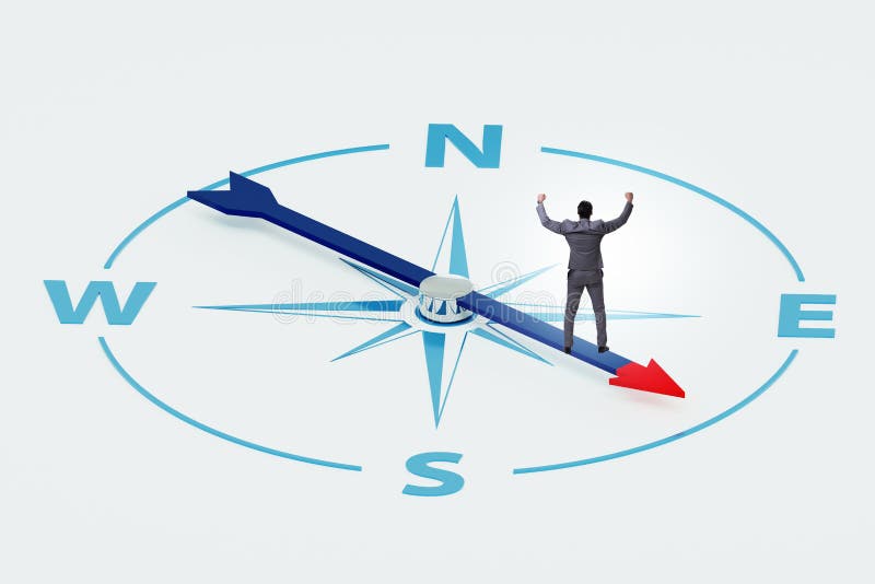Businessman with Compass Looking for Direction Stock Image - Image of ...
