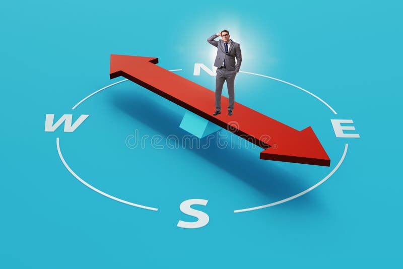 Businessman with Compass Looking for Direction Stock Illustration ...