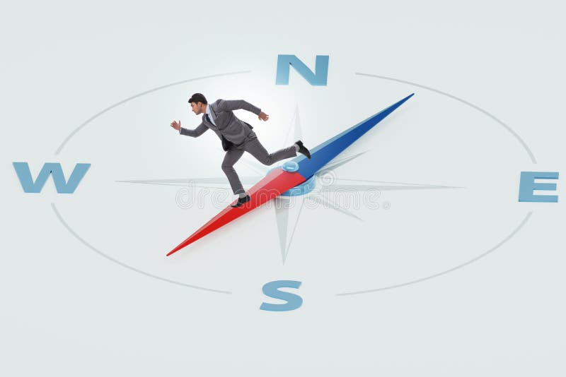 Businessman with Compass Looking for Direction Stock Image - Image of ...