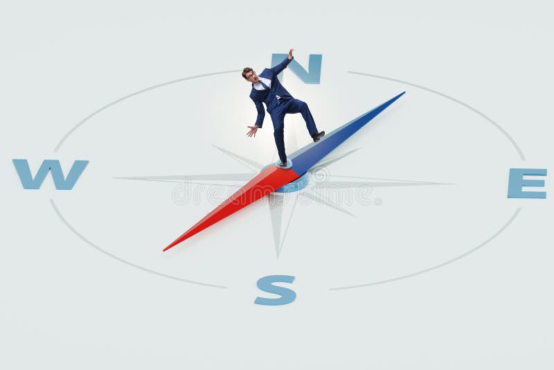 Businessman with Compass Looking for Direction Stock Photo - Image of ...
