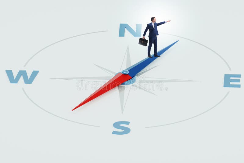 Businessman with Compass Looking for Direction Stock Photo - Image of ...