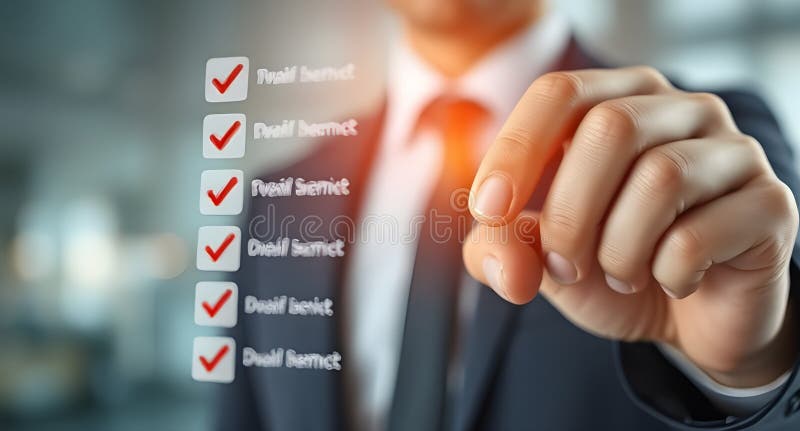 Businessman Completing Digital Checklist for Quality Assurance and ...