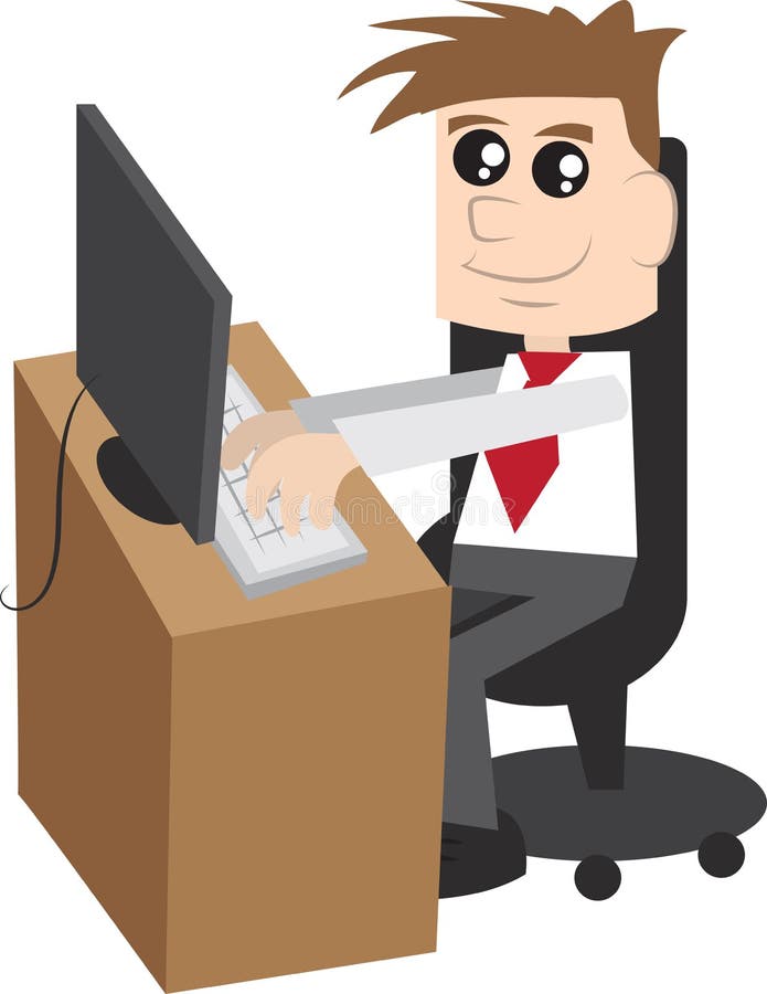 Computer Worker Typing stock vector. Illustration of worker - 31900202