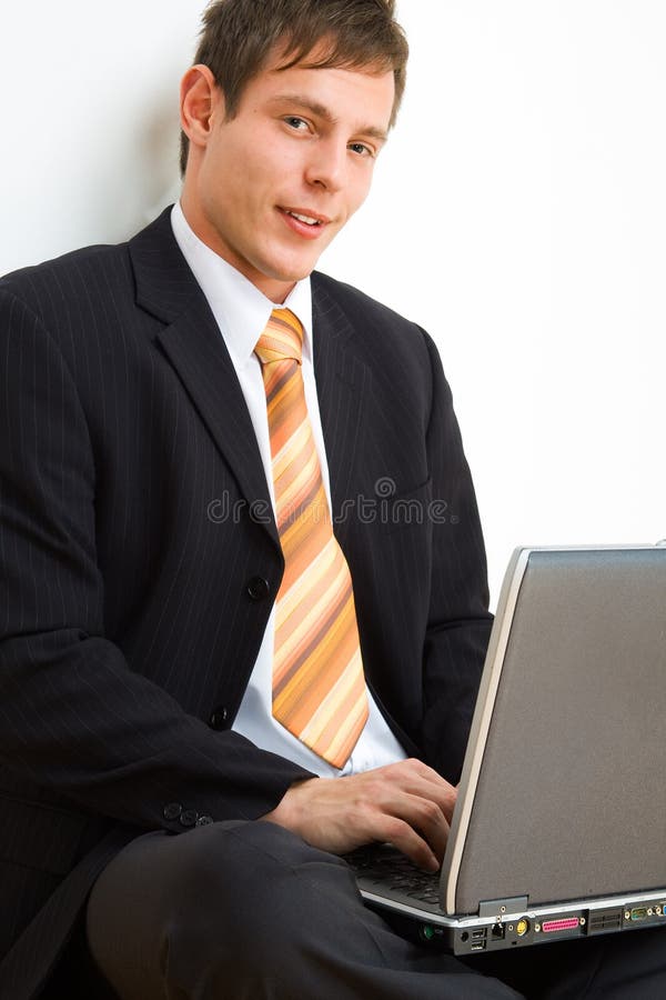 Businessman with computer stock photo. Image of finger - 4462758