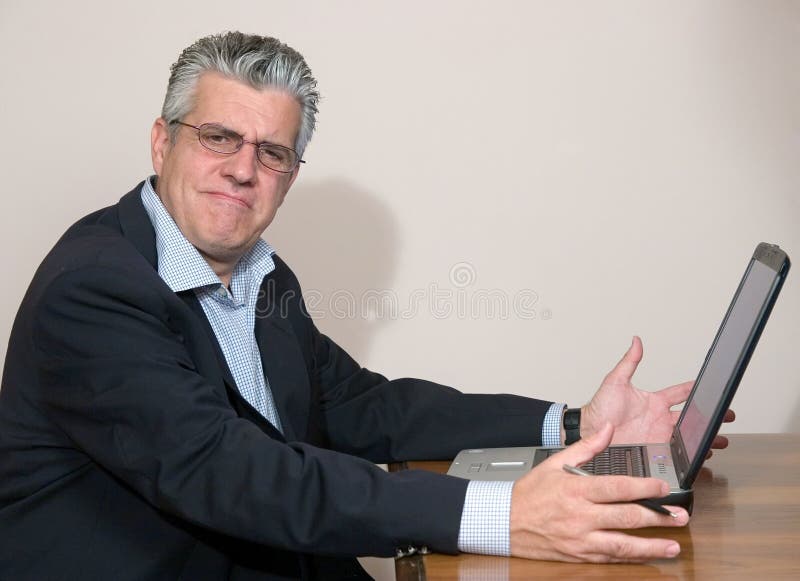 Businessman at computer stock image. Image of laptop, agreement - 5590127