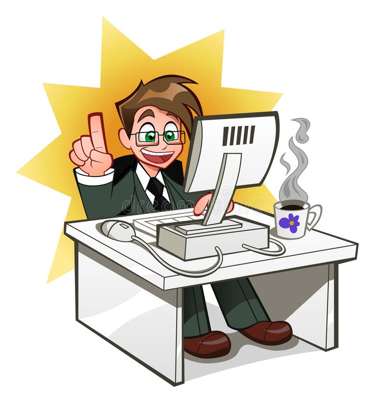 Businessman at computer stock vector. Illustration of satisfaction ... Businessman at computer stock vector. Illustration of satisfaction ...