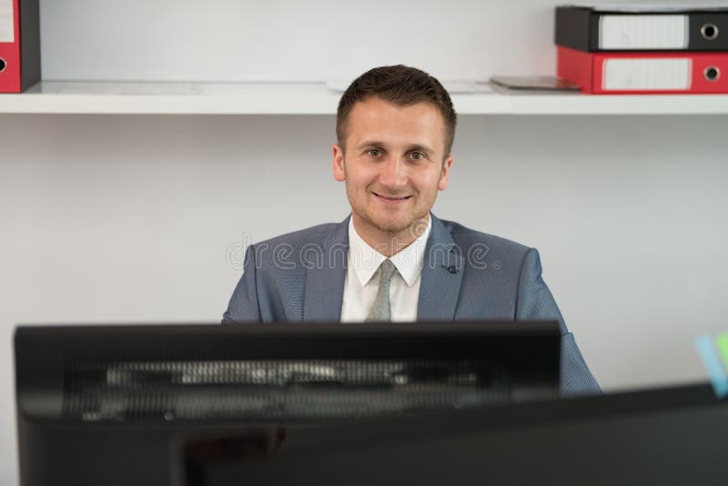 Businessman with Computer stock image. Image of modern - 56994105