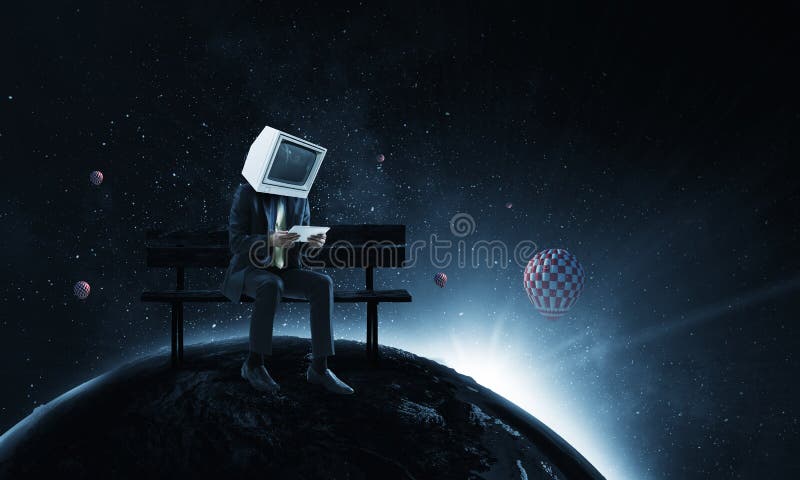 Businessman with Computer Head. Business Efficiency Concept. Stock ...