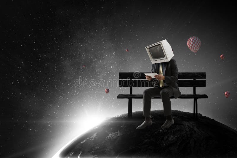 Businessman with Computer Head. Business Efficiency Concept. Stock ...