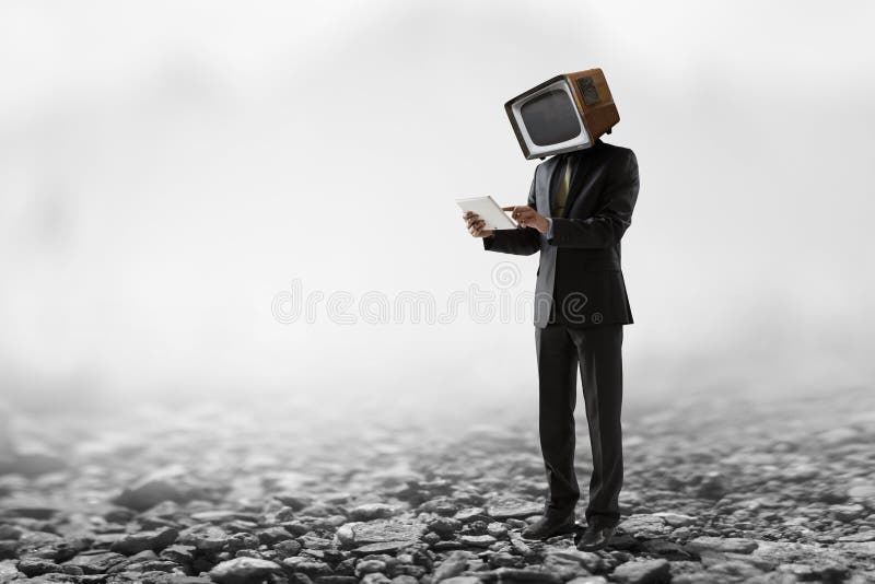 Businessman with Computer Head. Business Efficiency Concept. Stock ...