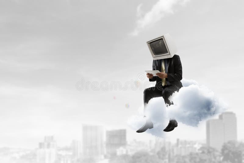 Businessman with Computer Head. Business Efficiency Concept. Stock ...