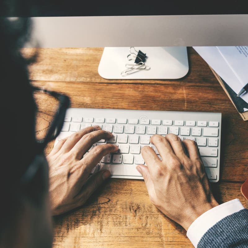 Businessman Computer Keyboard Working Concept Stock Image - Image of ...