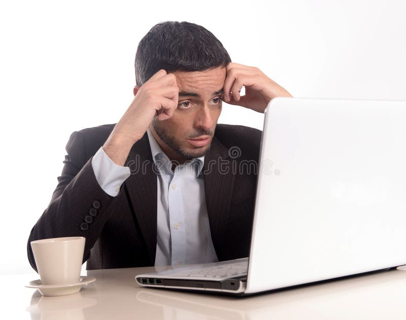 Businessman with Computer Overworked Stock Image - Image of company ...