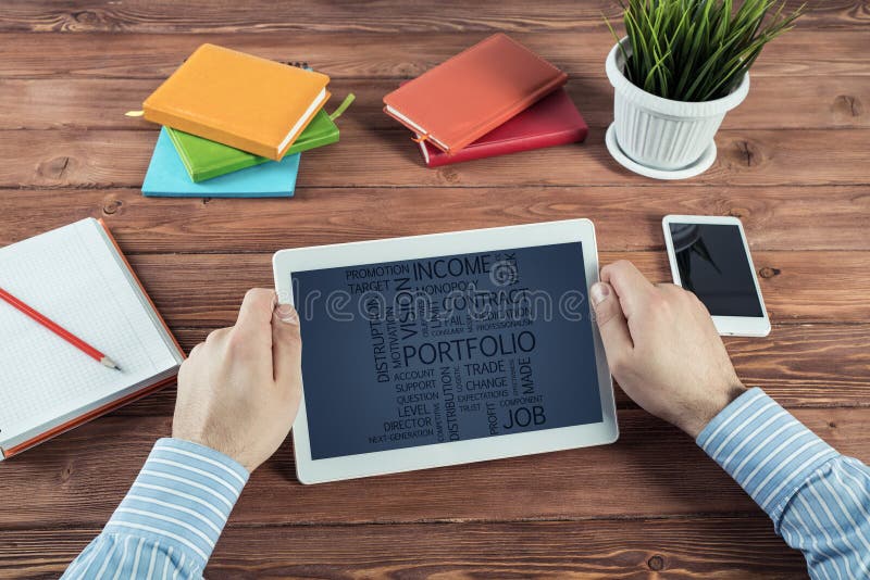 Businessman with a Computer Tablet at a Work Desk Stock Photo - Image ...