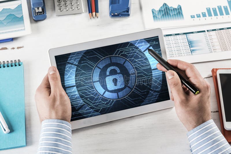 Businessman with a Computer Tablet at a Work Desk Stock Image - Image ...