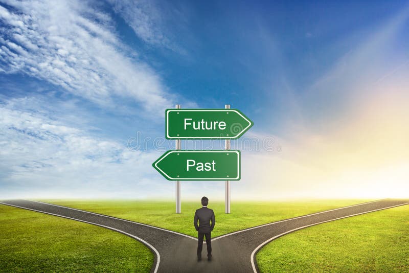Businessman Concept of Choose the Correct Way. between Past or Future ...