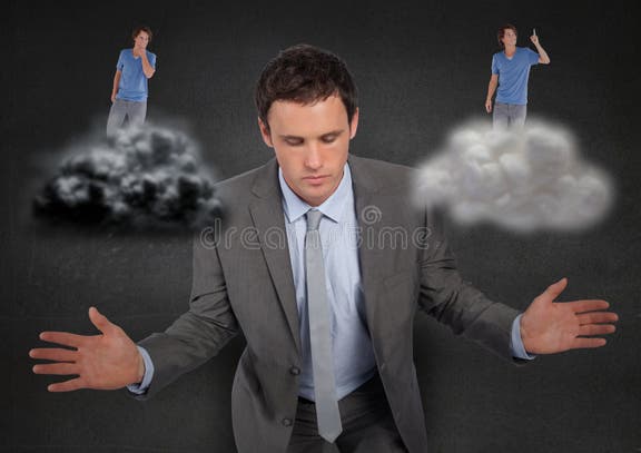 Businessman Confused between Being Good or Bad Conscience Stock ...