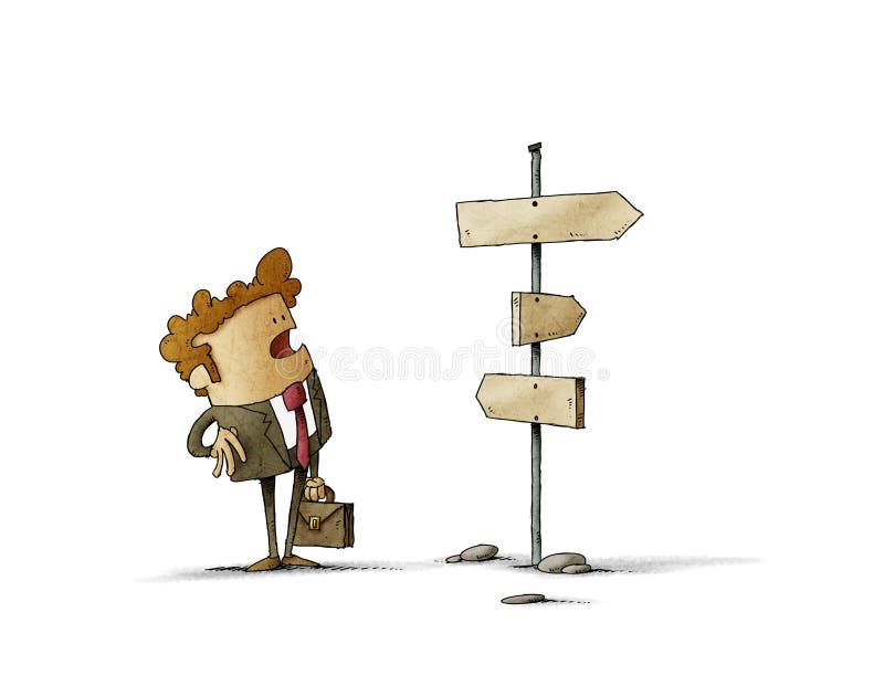Businessman Confused about Direction. Stock Illustration - Illustration ...