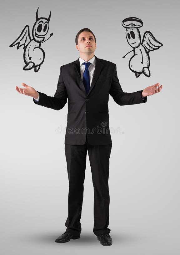 Businessman Confused about the Good and Bad Conscience Stock ...