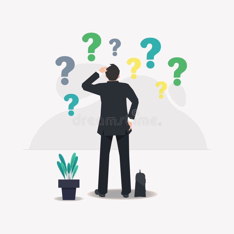 Businessman Confused with Question Mark Vector Illustration Stock ...