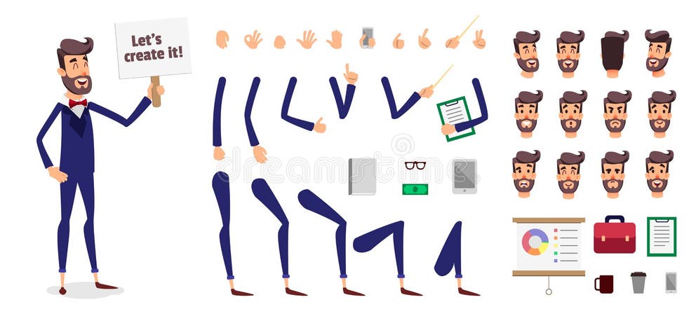 Male Cartoon Character Creation Set Stock Illustrations 3 363 Male