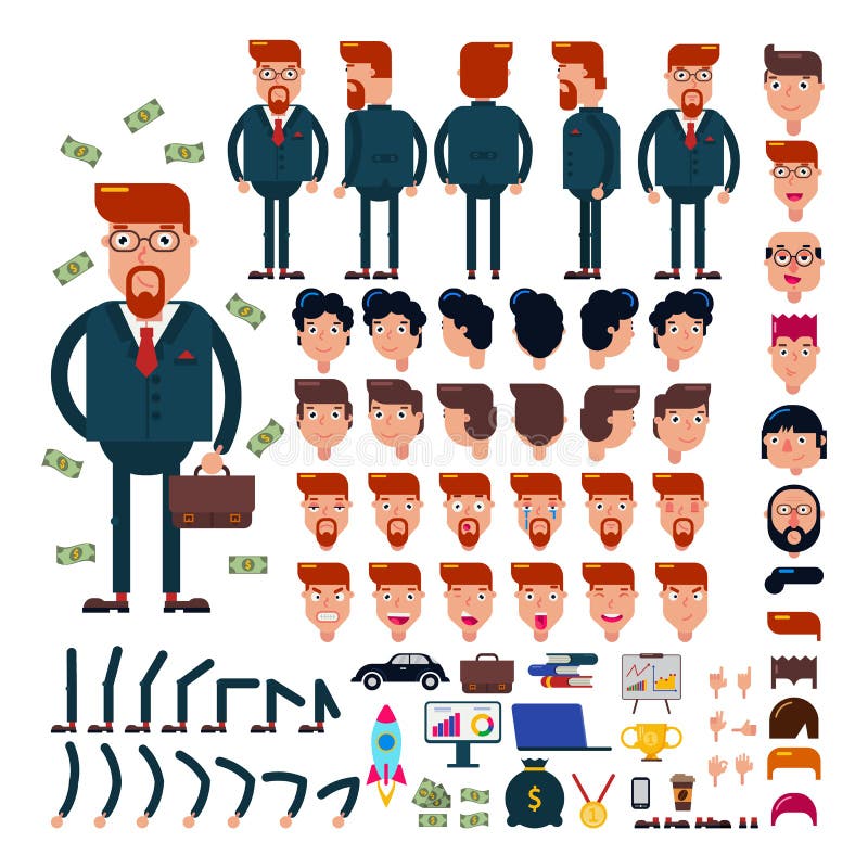 Businessman Constructor Vector Creation Of Male Character Business Suit With Manlike Hairstyle