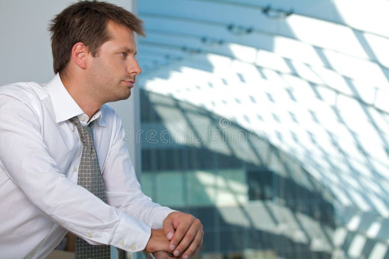 Businessman Contemplating in Park Stock Photo - Image of bald ...
