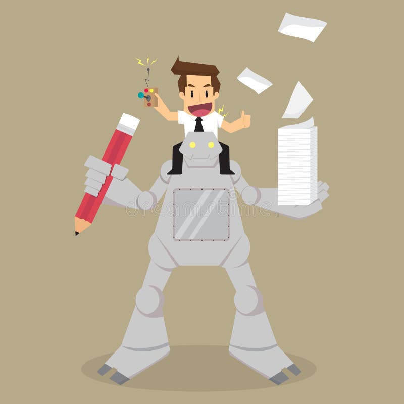 Businessman Control the Robot Assistant Work Stock Vector ... Businessman Control the Robot Assistant Work Stock Vector ...
