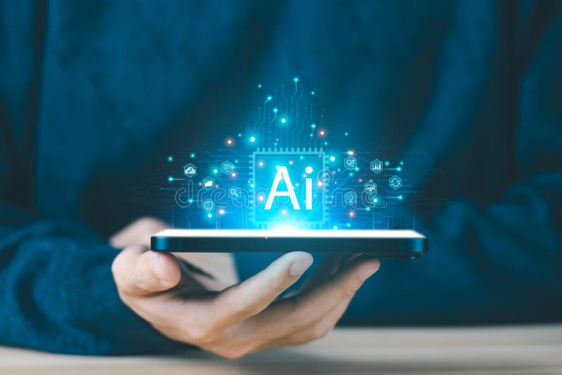 Businessman Control Smart AI Technology Big Data System Cyberspace ...