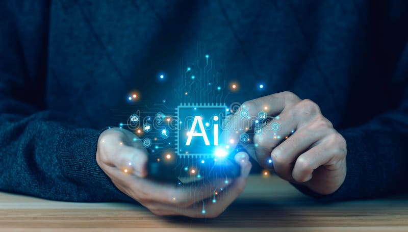 Businessman Control Smart AI Technology Big Data System Cyberspace ...