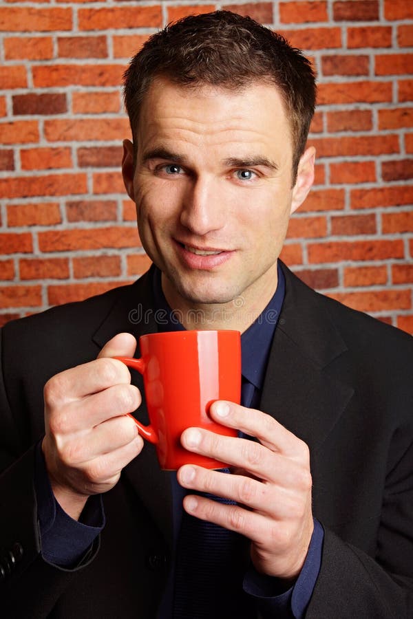 Businessman with Cop of Coffee Stock Image - Image of handsome, adult ...
