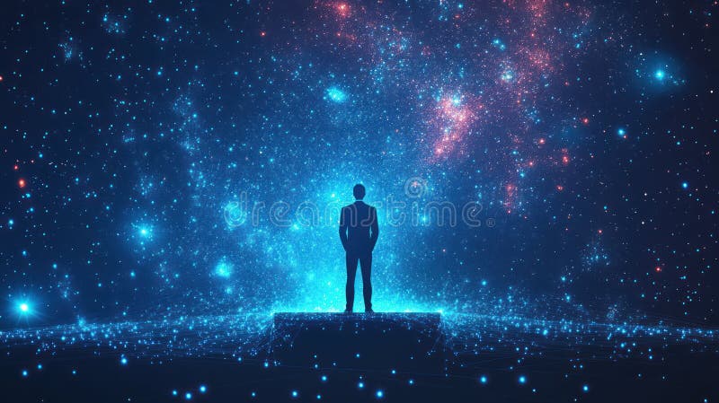 Businessman, Cosmos, Standing, Starry Background Editorial Image ...