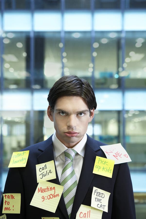 Businessman Covered with Post it Notes Stock Photo - Image of business ...