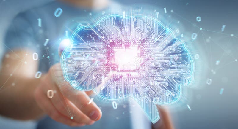 Businessman Creating Artificial Intelligence in a Digital Brain Stock ...