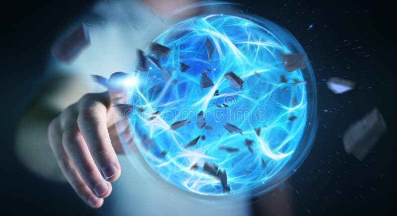 Businessman Creating a Power Ball with His Hand 3D Rendering Stock ...